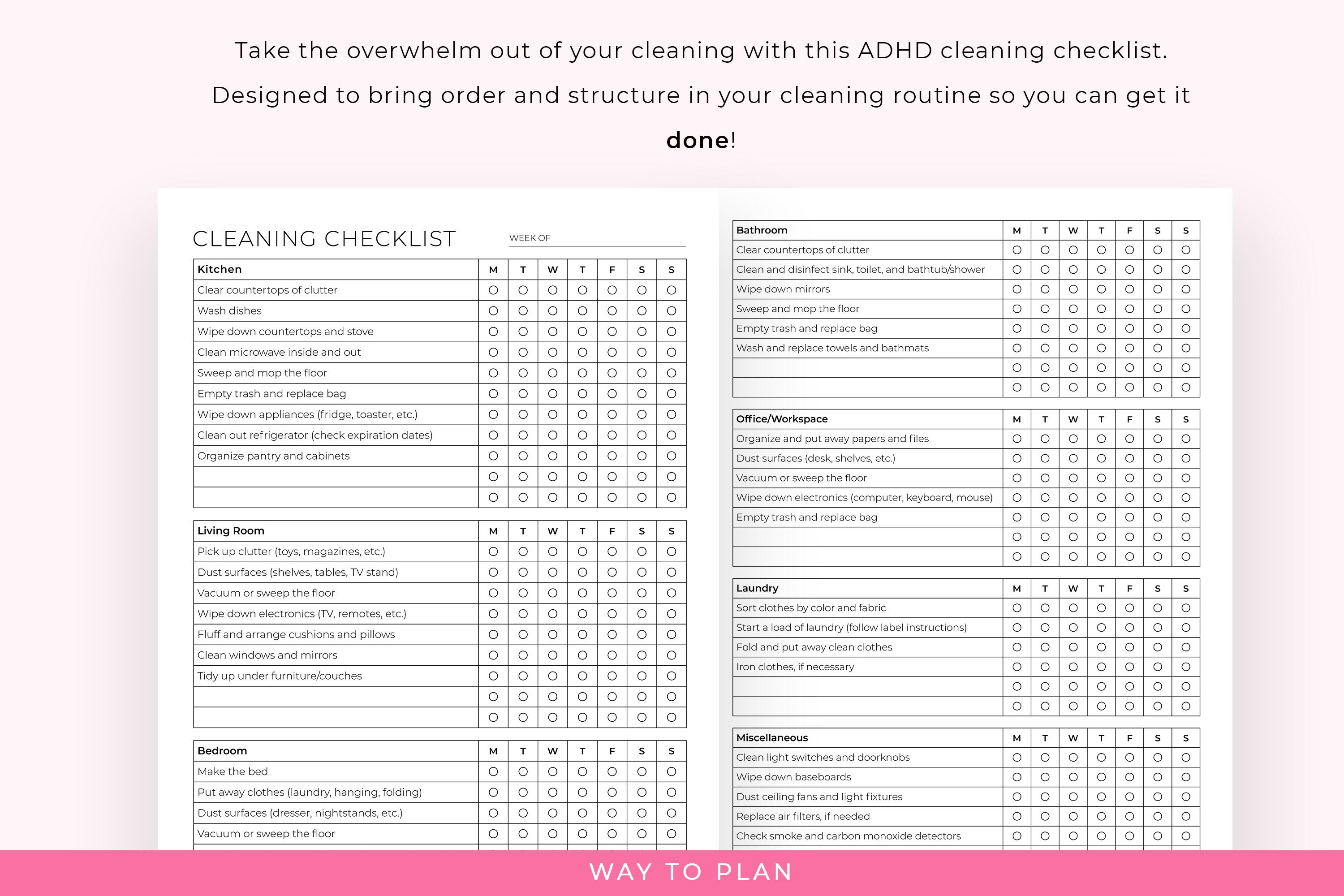 ADHD Cleaning Checklist Cleaning Checklist Checklist - Etsy UK