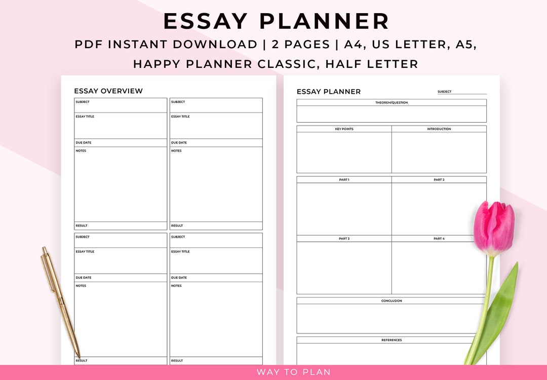Essay Template Planner. Printable Essay Outline. Essay Writing Guide ...