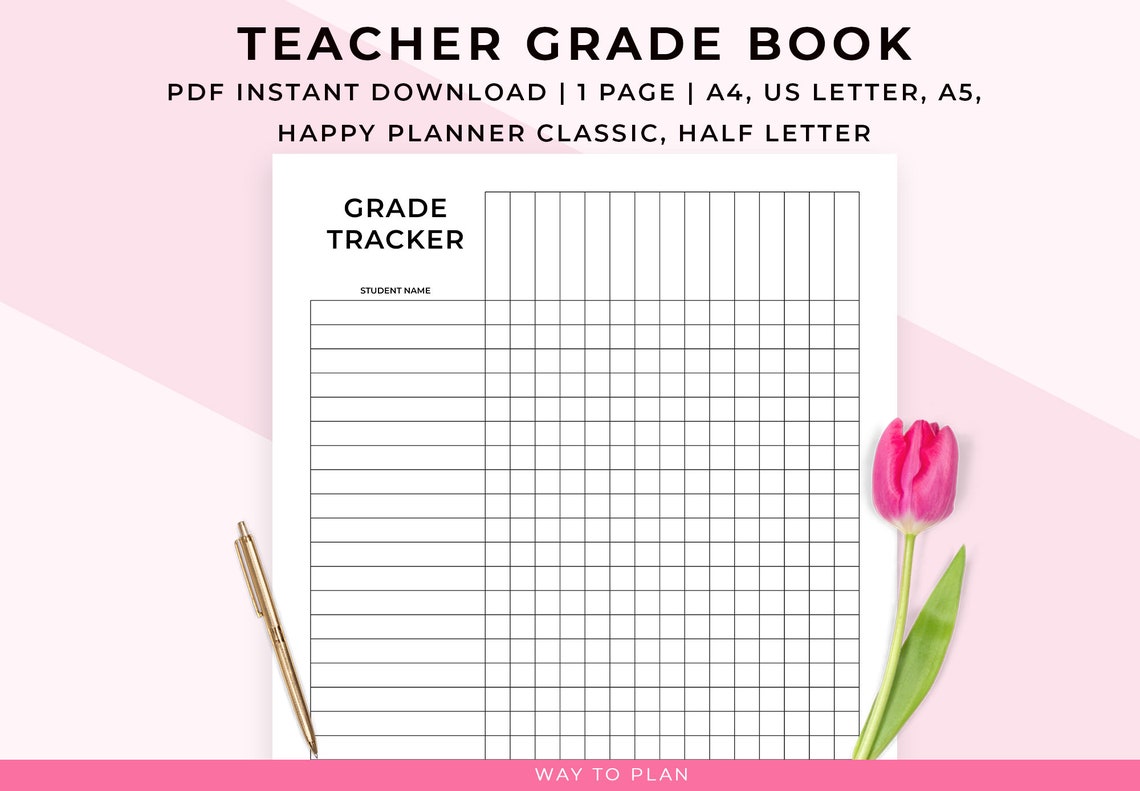 Gradebook for Teacher. Grade Book Page. Student Grades List Sheet ...