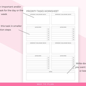 Priority Tasks Worksheet to Help You Prioritize Tasks and Break Them ...