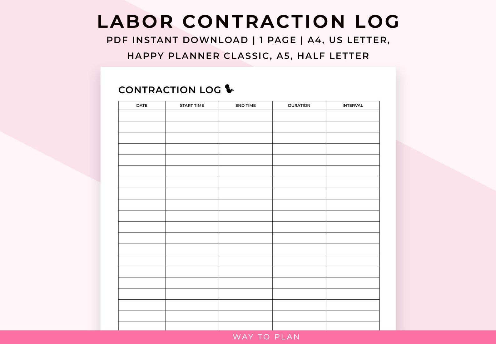 Labor Contraction Log Sheet. Printable Labor Log Worksheet ...