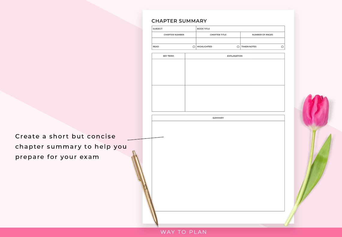 Book Chapter Summary Template. Printable Revision Sheet. Exam Prep ...