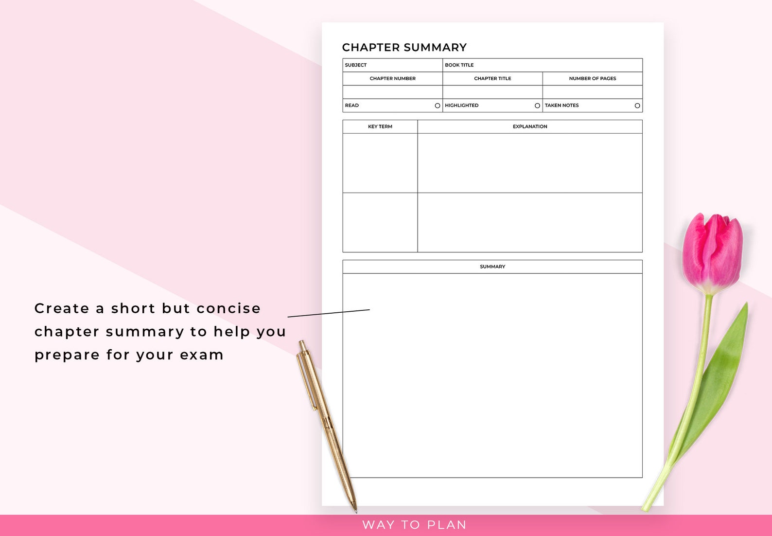 Book Chapter Summary Template. Printable Revision Sheet. Exam Prep ...