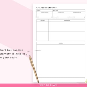 Book Chapter Summary Template. Printable Revision Sheet. Exam Prep ...