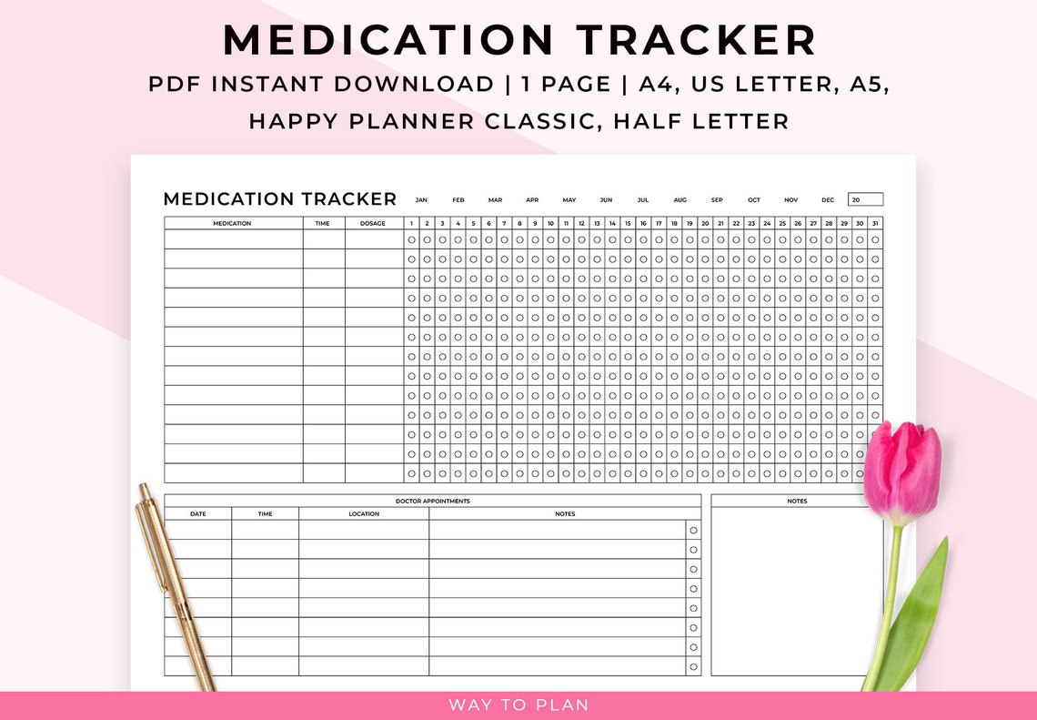 Monthly Medication Tracker Doctor Appointment Tracker - Etsy