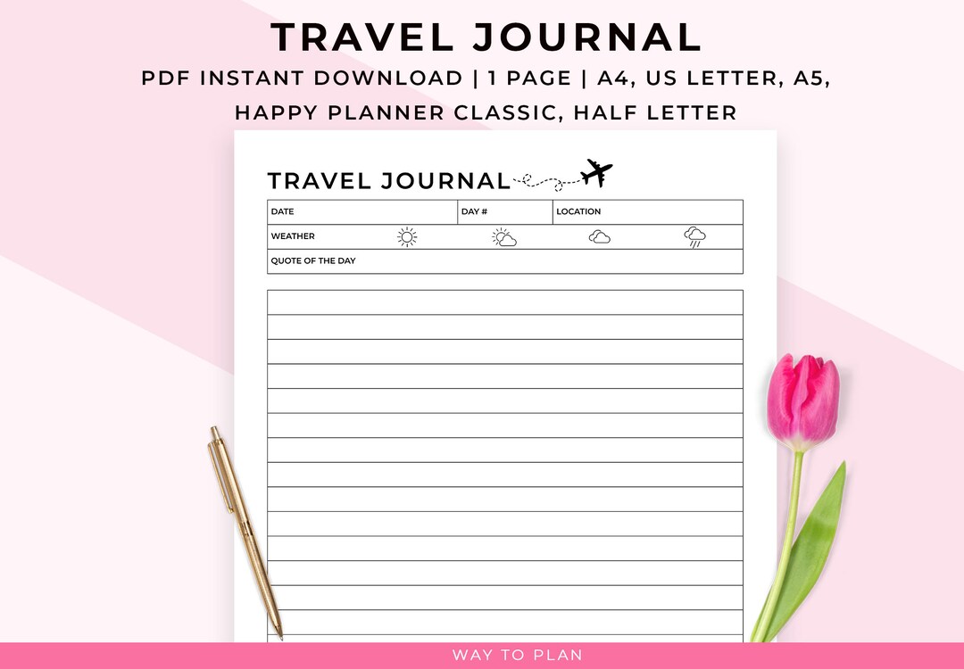 Travel Journal Printable. Travel Memory Journal. Vacation Journal ...