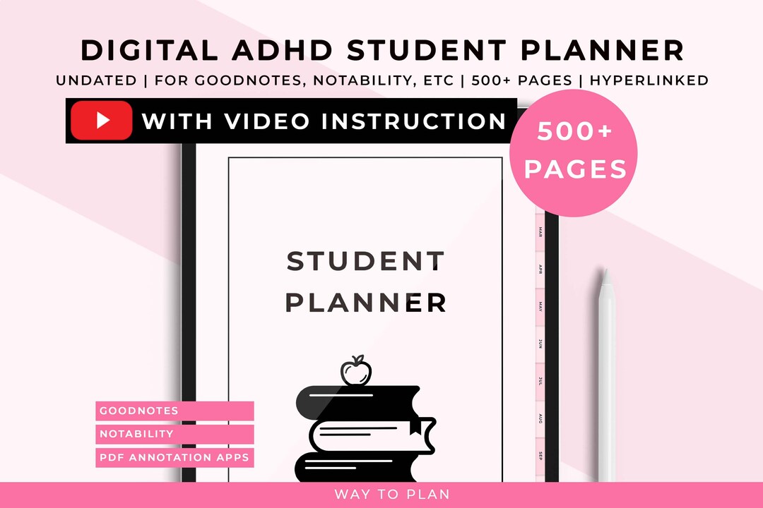 Digital ADHD Student Planner, Digital Study Planner, Digital Student ...
