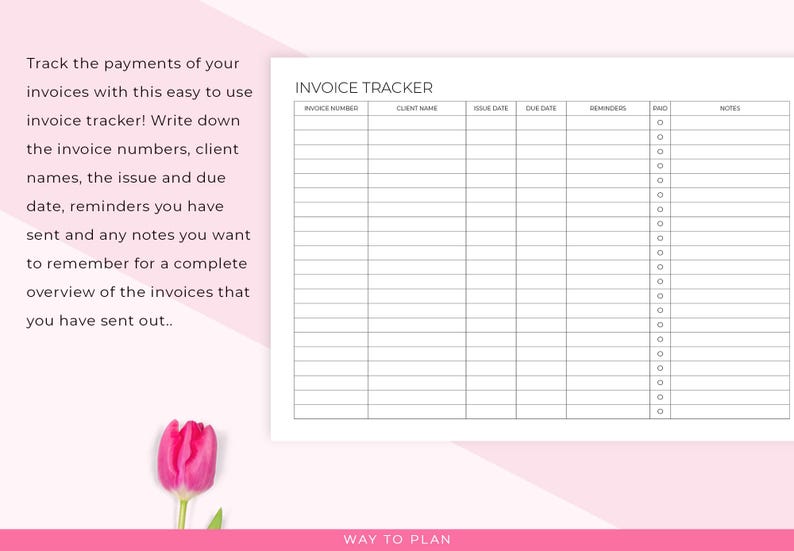 Invoice Tracker, Invoices Tracker, Invoice Tracking, Invoice Log, Business Tracker, Invoice ...