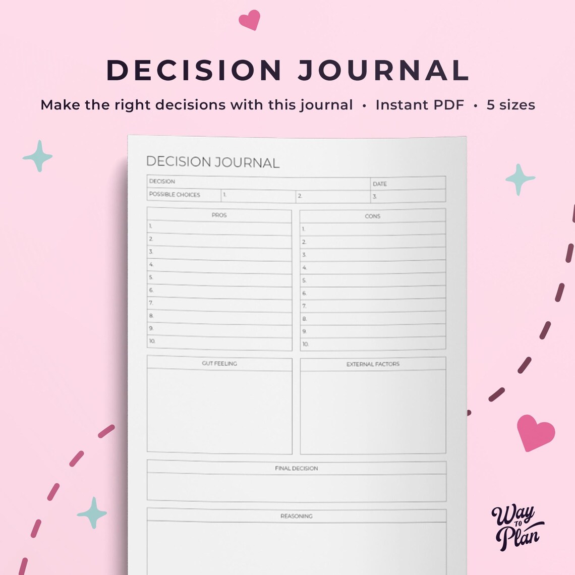 Decision Journal to Help You Make a Choice When Faced With a Decision ...