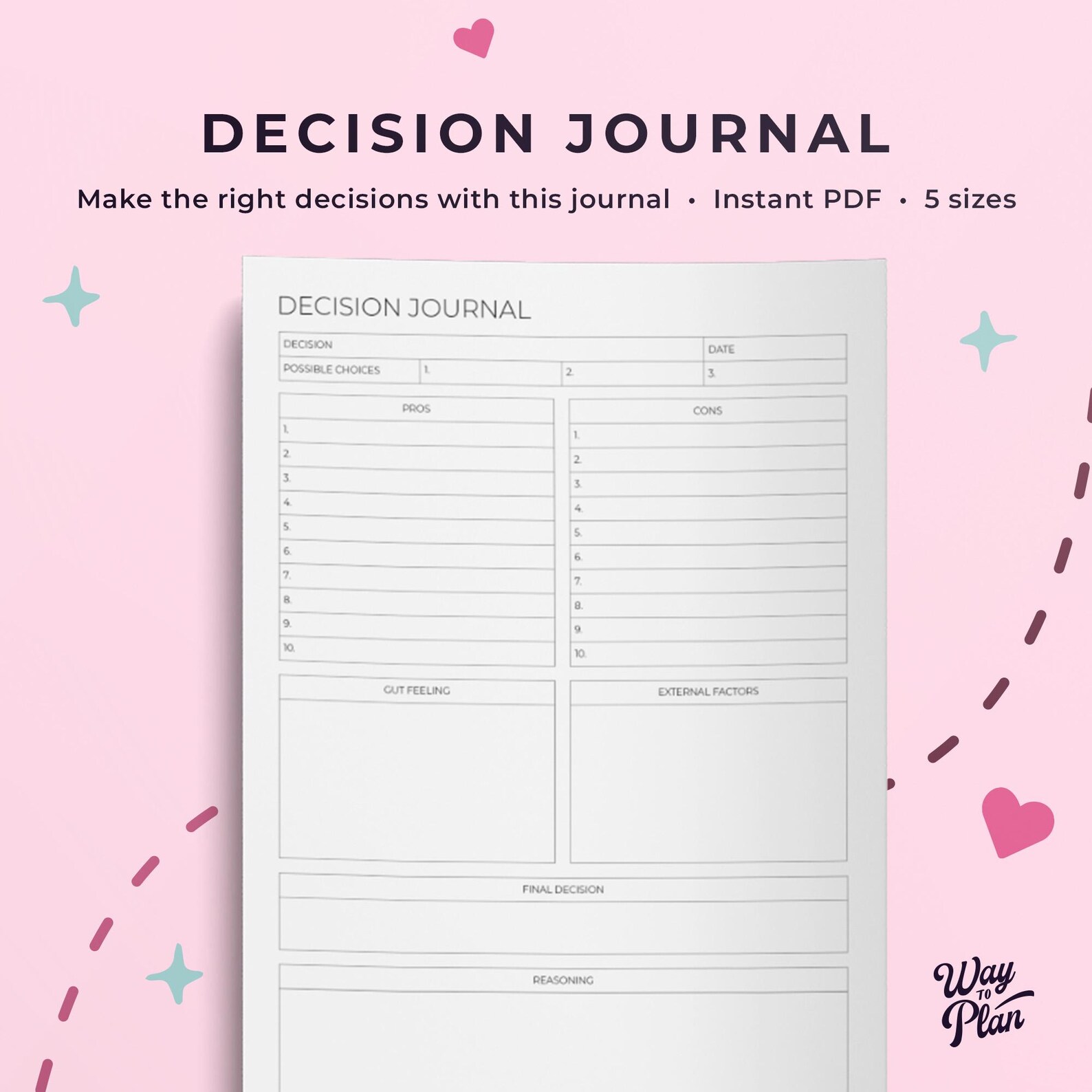 Decision Journal to Help You Make a Choice When Faced With a Decision ...