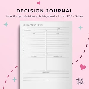 Decision Journal to Help You Make a Choice When Faced With a Decision ...