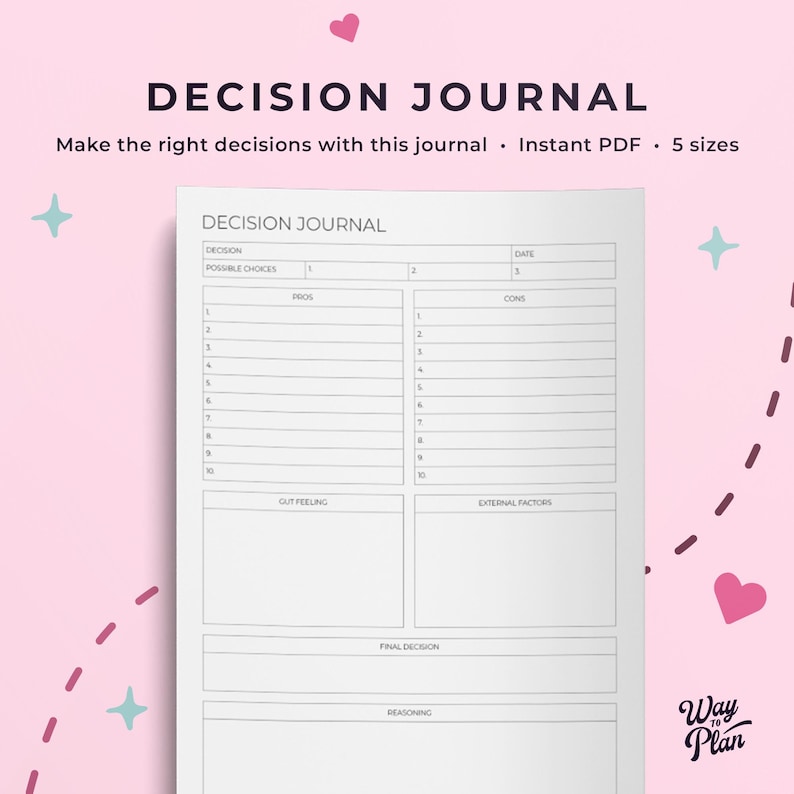 Decision Journal to Help You Make a Choice When Faced With a Decision - Etsy