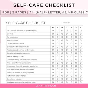 Self-care Checklist to Help You Keep on Top of Your Well-being - Etsy
