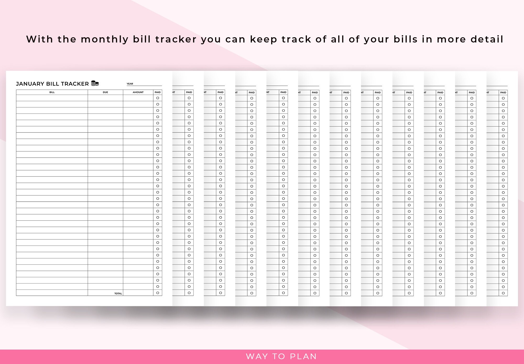 Monthly Bill Tracker. Bill Pay Checklist Printable. Recurring Payment ...