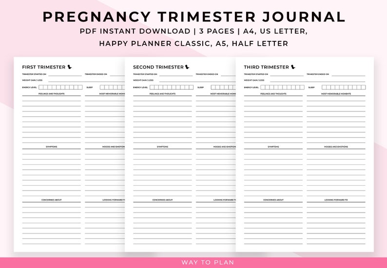 Pregnancy Trimester Journal Printable. First Trimester Reflection ...