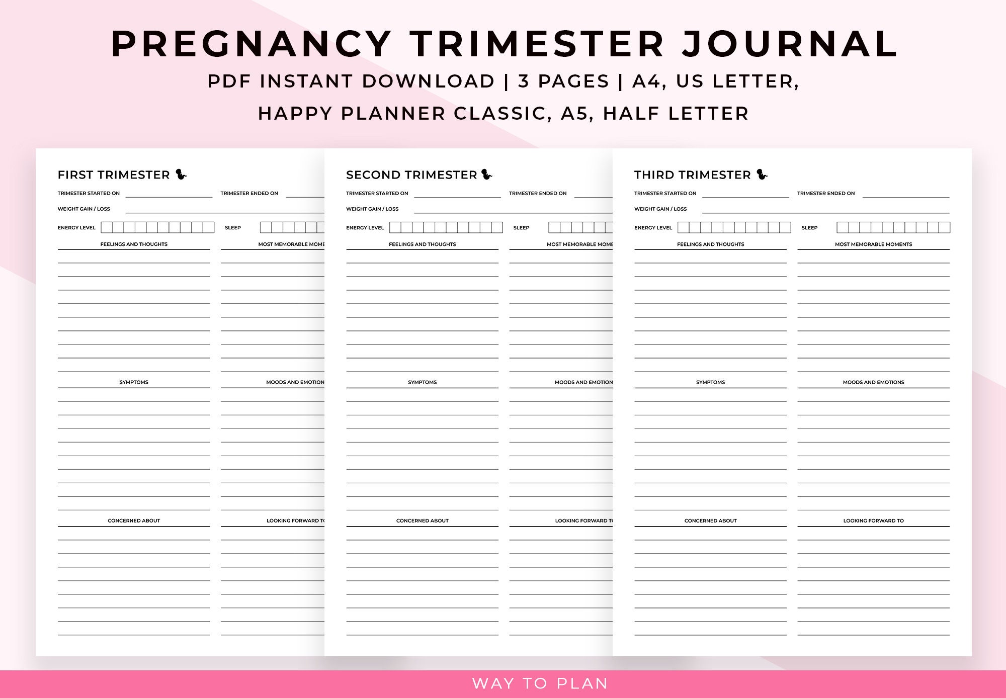 Pregnancy Trimester Journal Printable. First Trimester Reflection ...