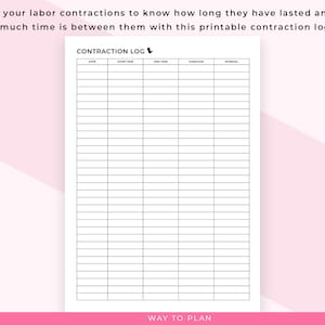 Labor Contraction Log Sheet. Printable Labor Log Worksheet ...
