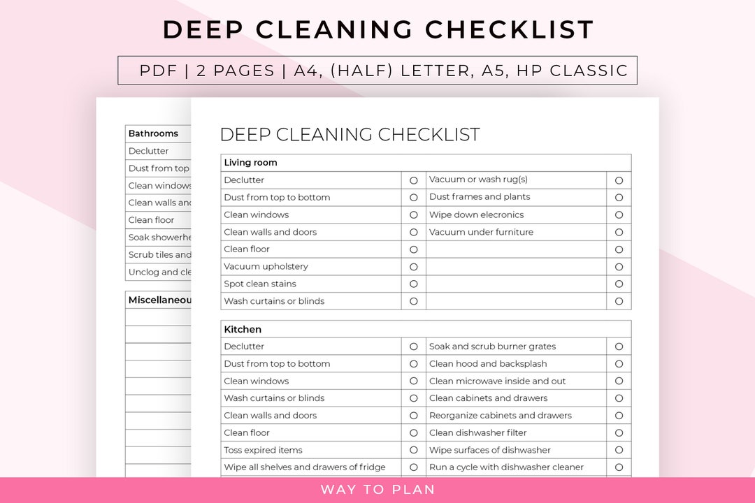 Deep Cleaning Checklist to Get Your Deep Cleaning Done - Etsy