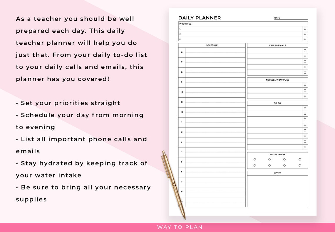 ADHD Teacher Daily Planner 2026-2027. Printable to Do List Checklist ...