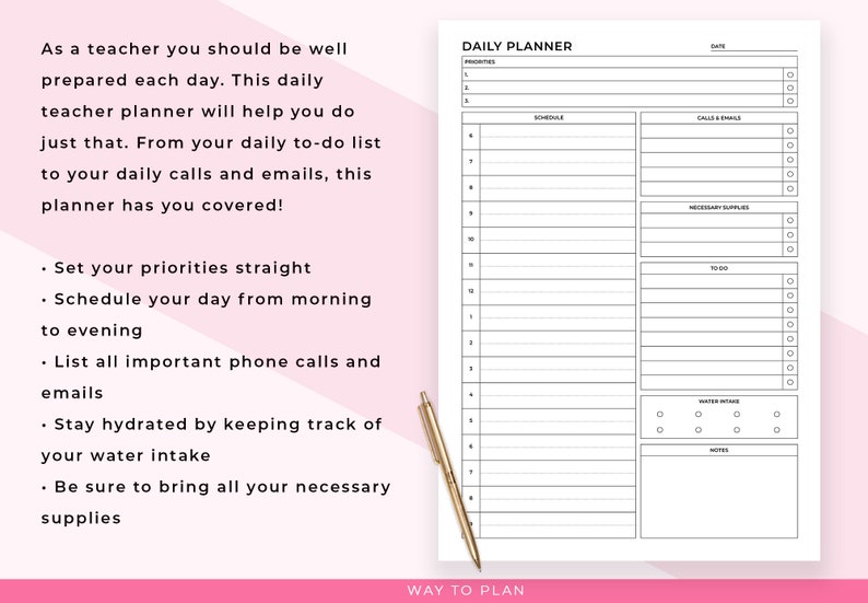 Teacher Daily Planner 2025-2026. Printable to Do List Checklist ...
