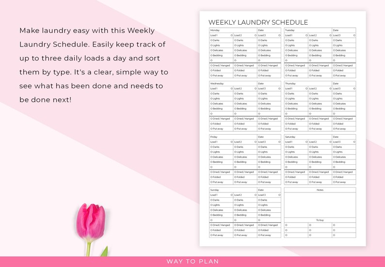 Weekly Laundry Schedule to Keep on Top of Your Laundry - Etsy