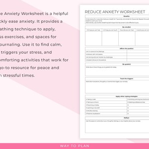 Reduce Anxiety Worksheet to Help You Calm Down Your Anxiety - Etsy