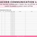 Teacher Communication Log. Parent Communication Notebook Page ...