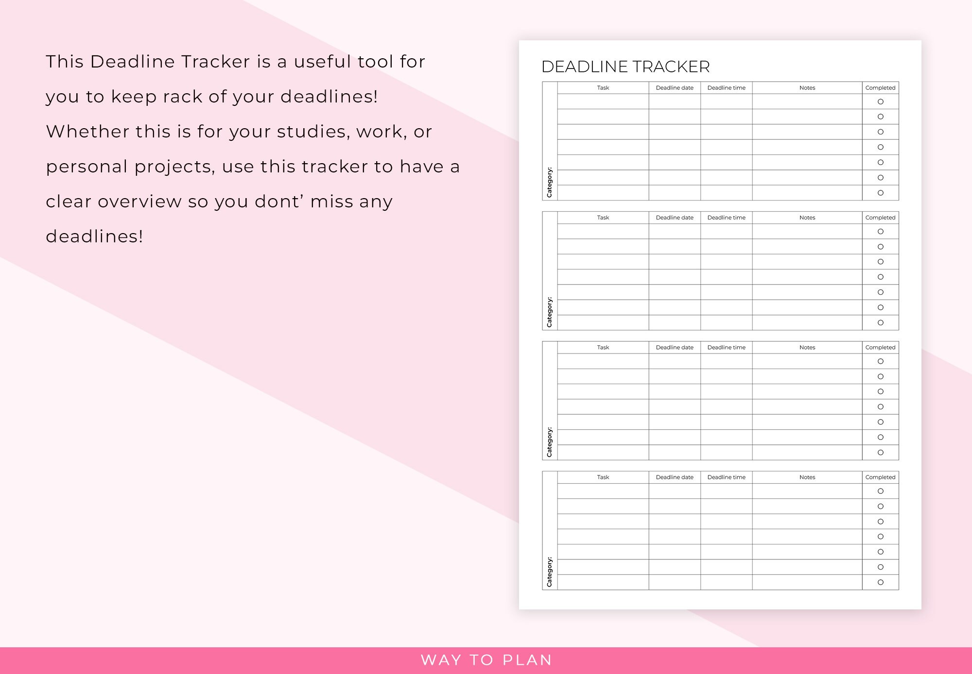 Deadline Tracker to Keep Track of All of Your Deadlines - Etsy