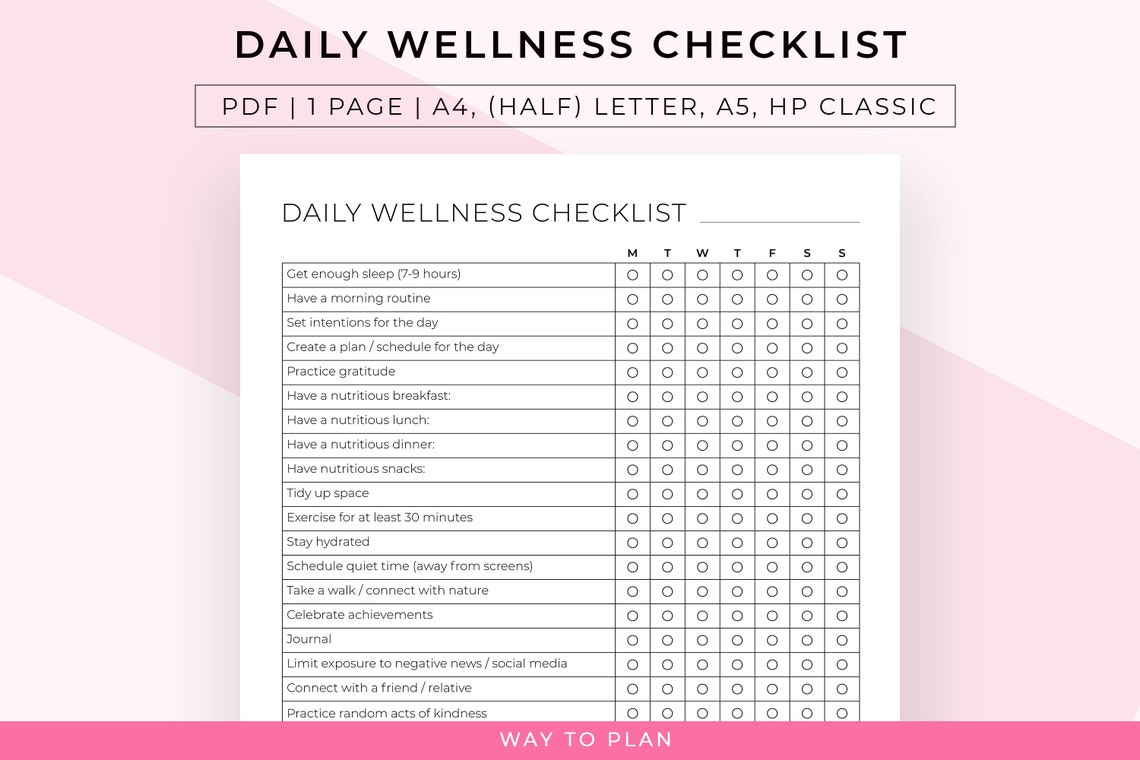 Daily Wellness Checklist to Help You Stay on Top of Your Wellness ...