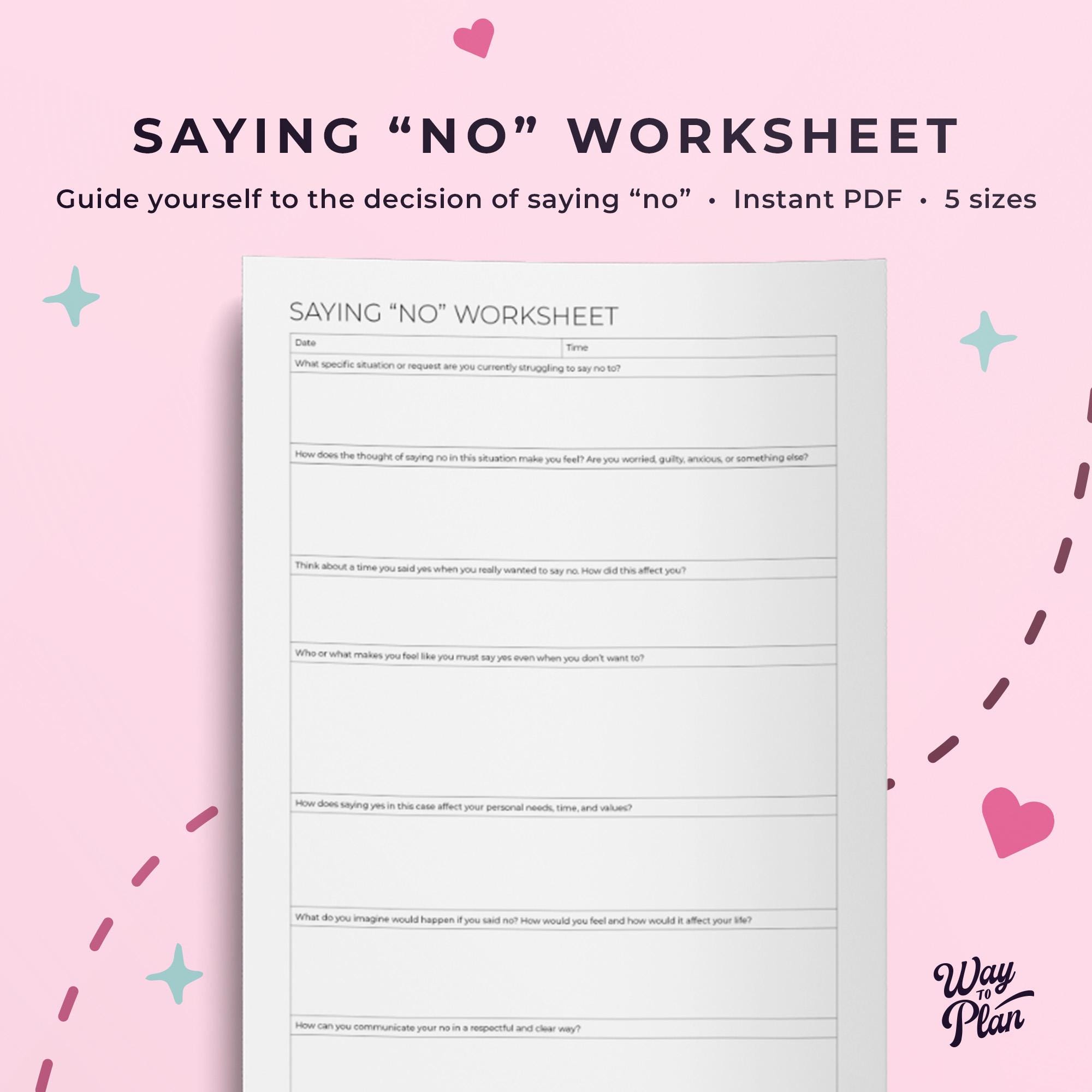 Saying no Worksheet to Help You Stand Firm in Declining Requests or ...