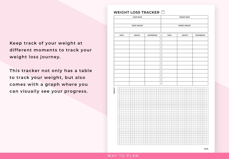 Weight Loss Tracker Printable. Weekly Tracker. Daily Weight Tracker ...