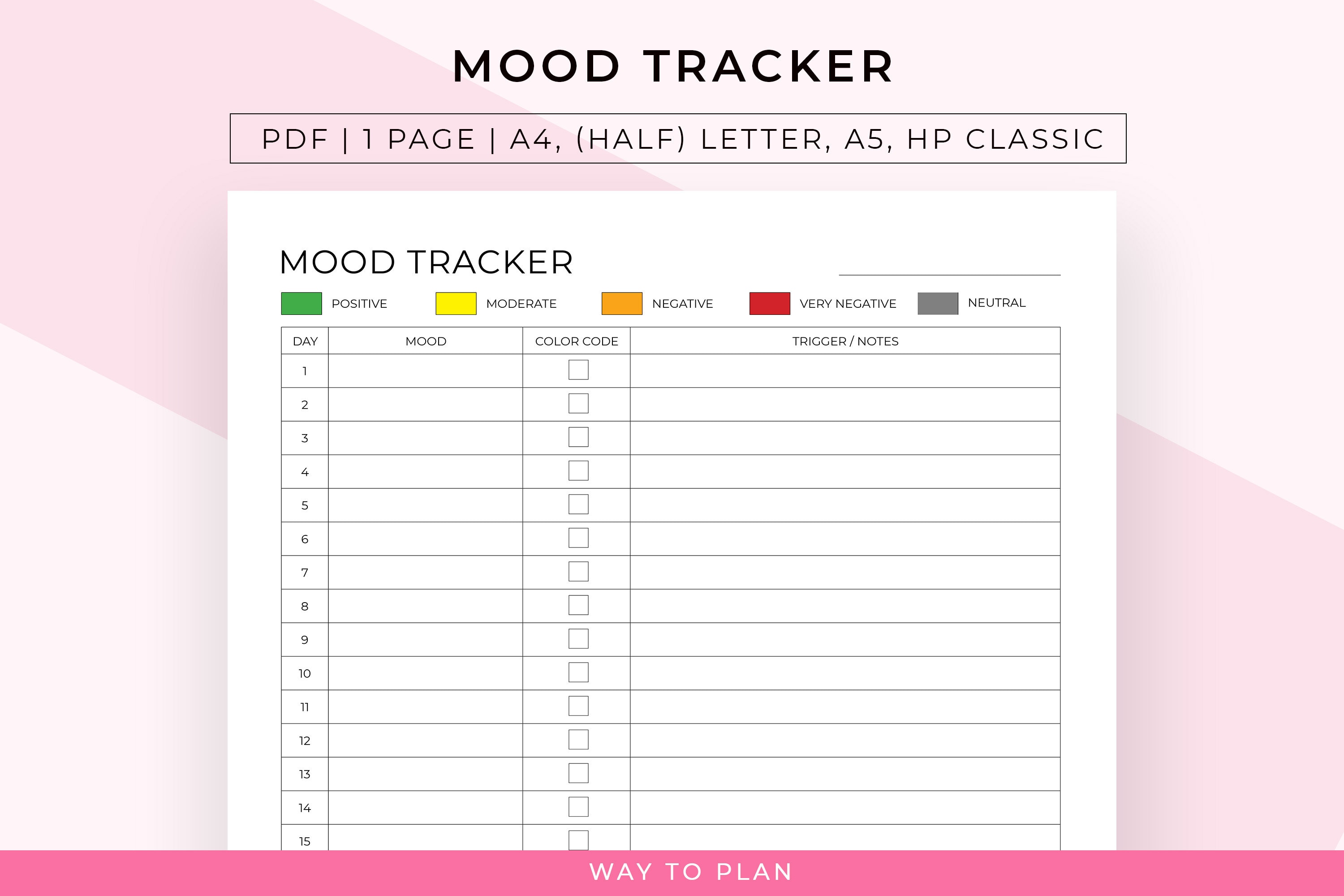 Mood Tracker, Daily Mood Tracker to Keep Track of Your Mood During Your ...