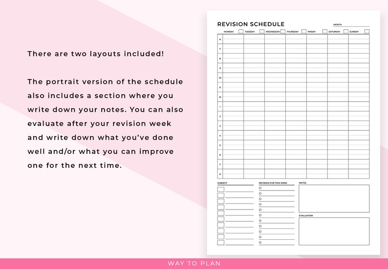 Revision Planner, Revision Schedule, Revision Timetable, Study Revision ...