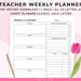 Teacher Weekly Planner Printable. Weekly Schedule & To-do List 2024 ...