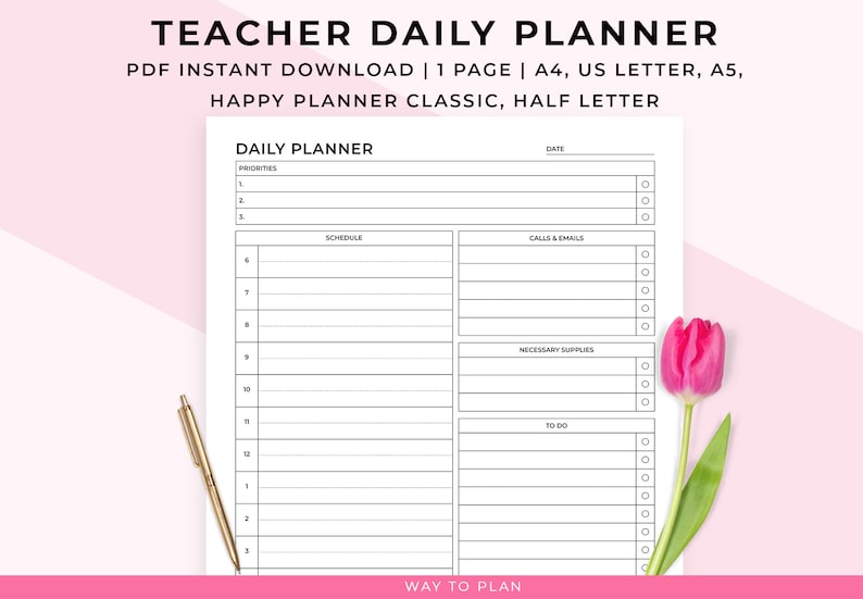 Teacher Daily Planner 2025-2026. Printable to Do List Checklist ...