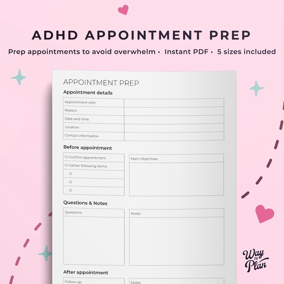 ADHD Appointment Prep Sheet to Help You Be Fully Prepared for ...