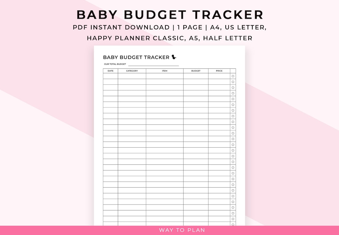 Baby Budget Template Printable. Baby Budget Planner. Baby Expense ...