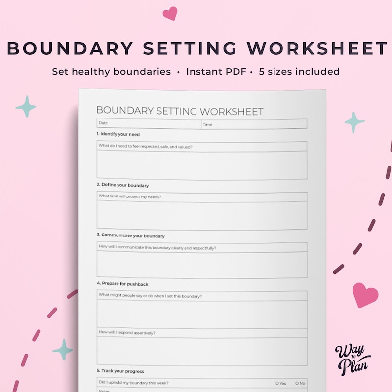 Boundary Setting Worksheet, Setting Boundaries, Boundaries Worksheet ...