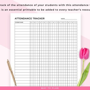 Student Attendance Tracker Sheet. Attendance Record Log for Teachers ...
