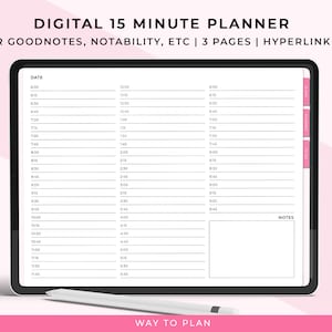 Digital 15 Minute Planner for Goodnotes | iPad Planner for Productivity ...