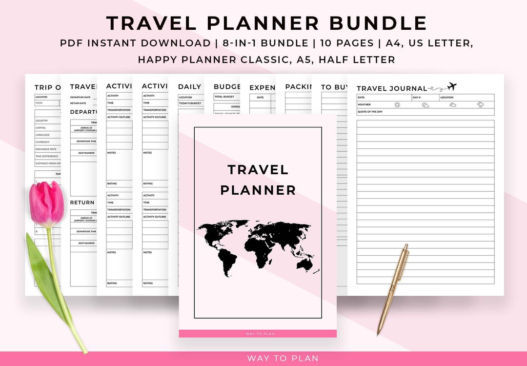 Travel Planner. Vacation Packing List and Itinerary. Travel Journal ...