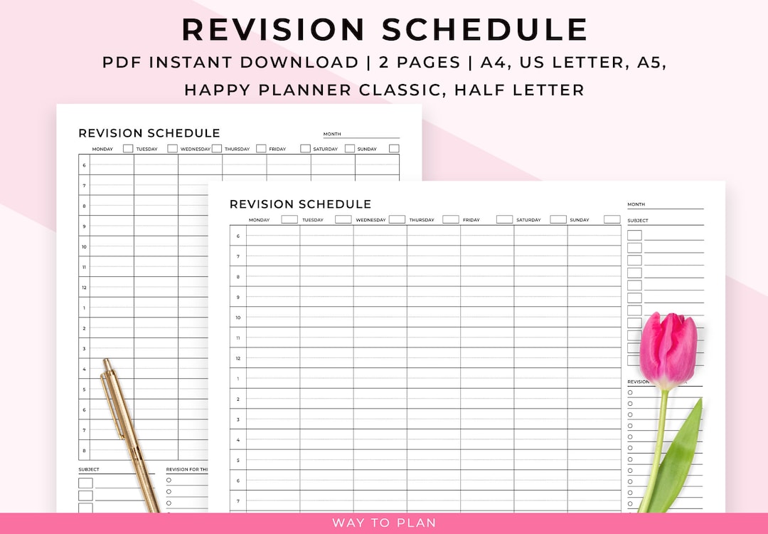 Revision Planner, Revision Schedule, Revision Timetable, Study Revision ...