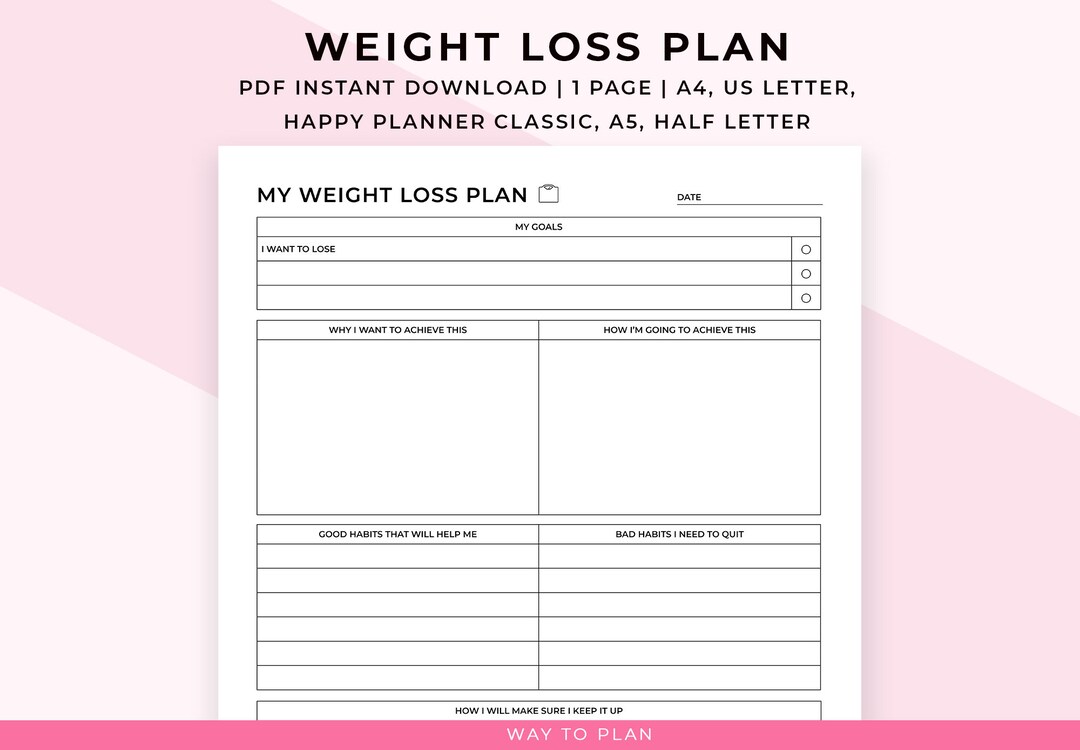 Weight Loss Goal Plan Printable. Weight Loss Motivation Inspiration ...