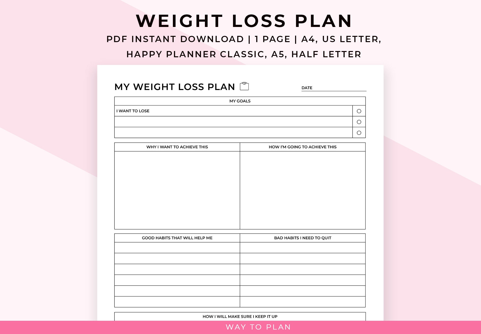 Weight Loss Goal Plan Printable. Weight Loss Motivation Inspiration ...