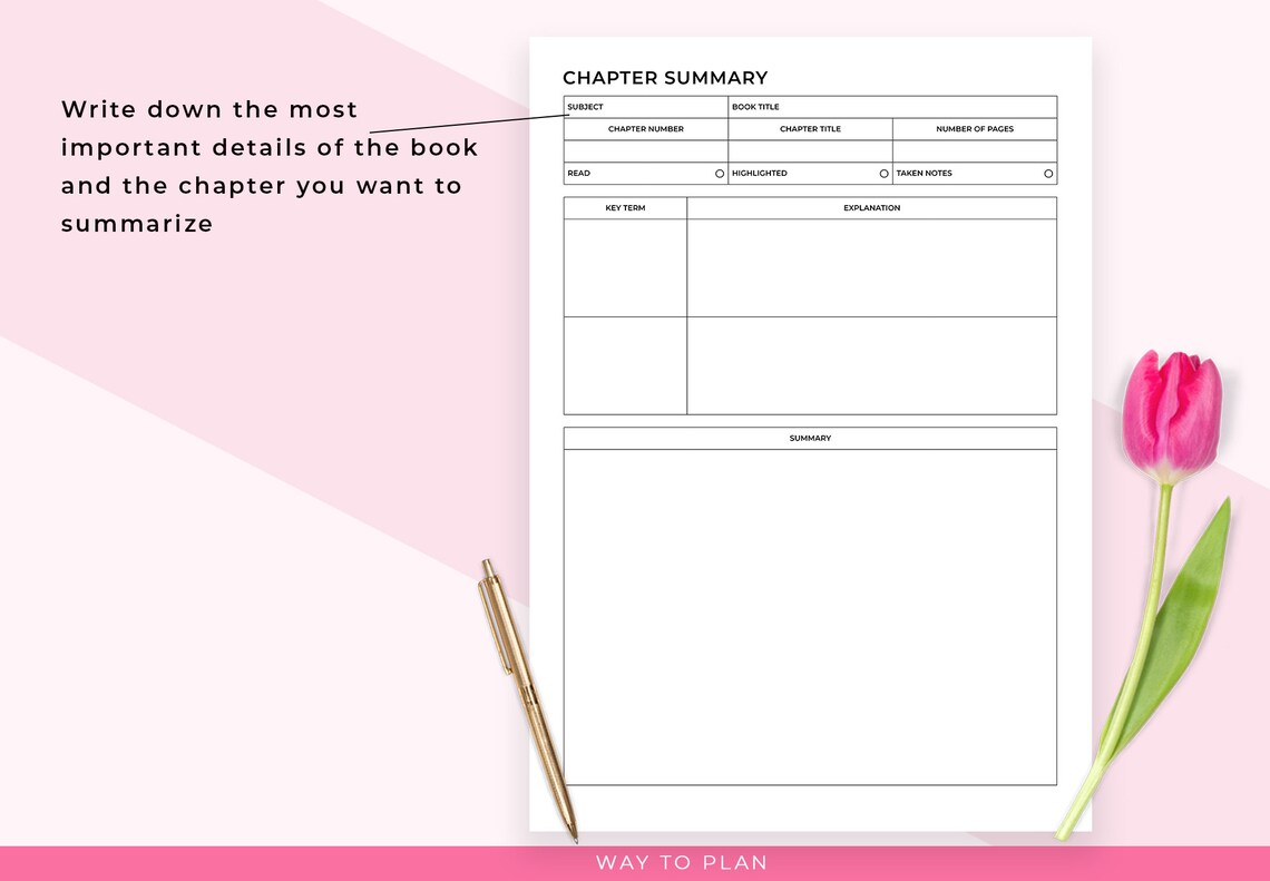 Book Chapter Summary Template. Printable Revision Sheet. Exam Prep ...