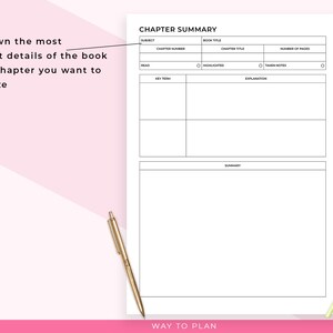 Book Chapter Summary Template. Printable Revision Sheet. Exam Prep ...
