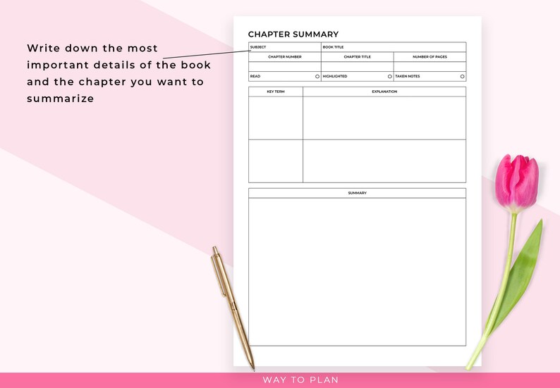 Book Chapter Summary Template. Printable Revision Sheet. Exam Prep ...