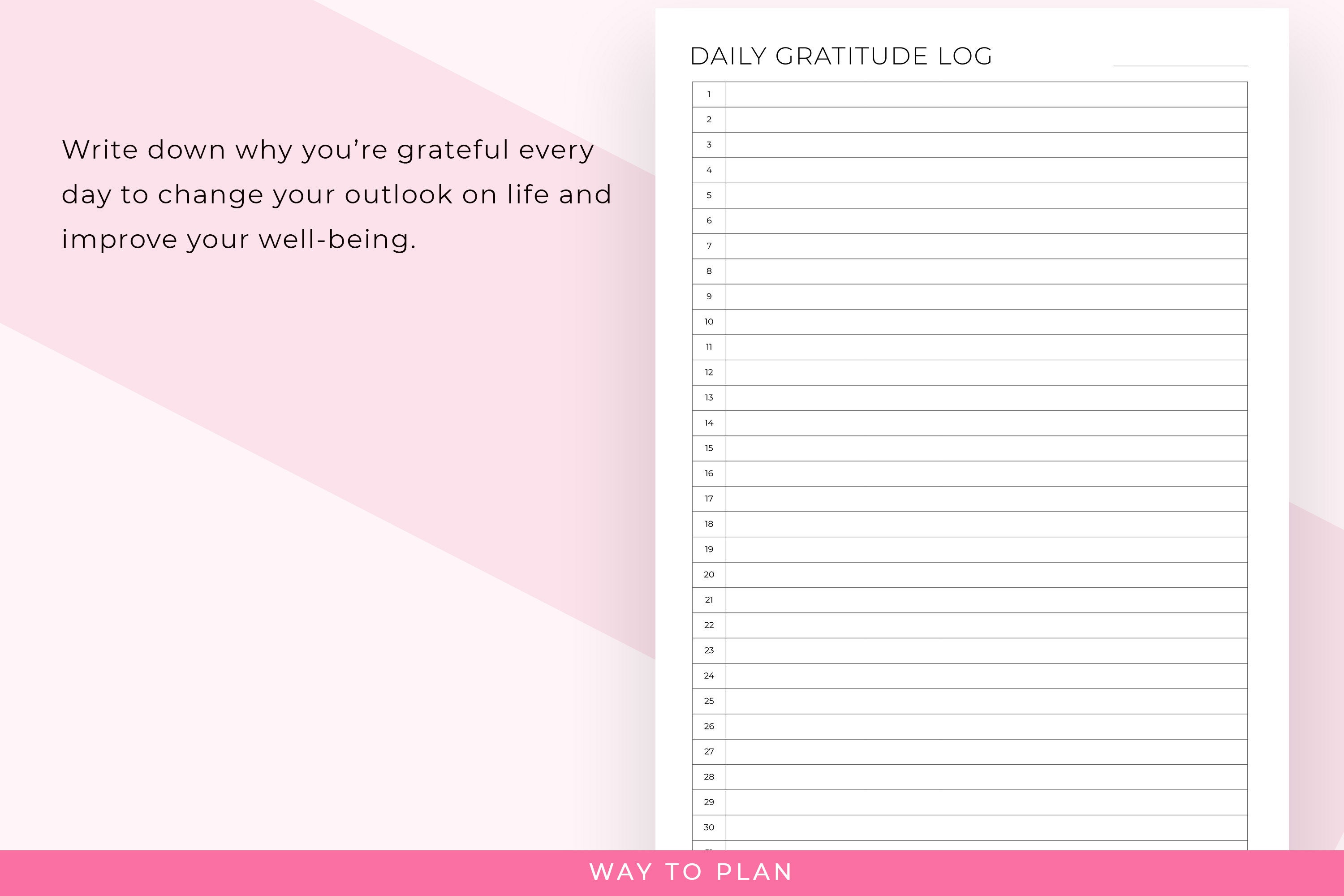 Daily Gratitude Log - Printable Daily Appreciation Tracker - Etsy