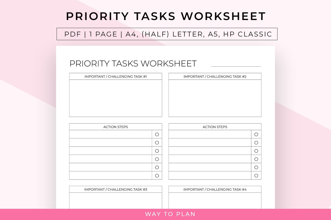 Priority Tasks Worksheet to Help You Prioritize Tasks and Break Them ...