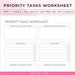 Priority Tasks Worksheet to Help You Prioritize Tasks and Break Them ...